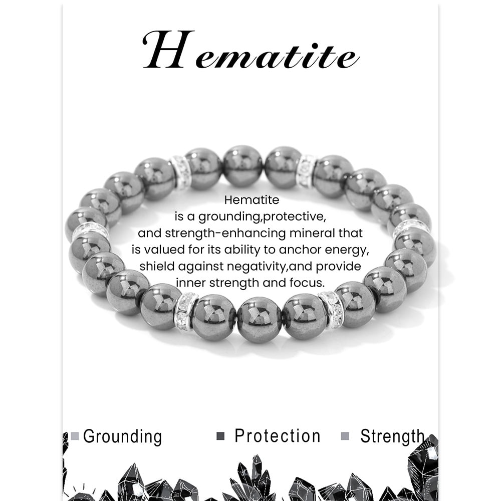 10 pc Hematite Round Beaded Stretch Bracelets for Women Men without ...