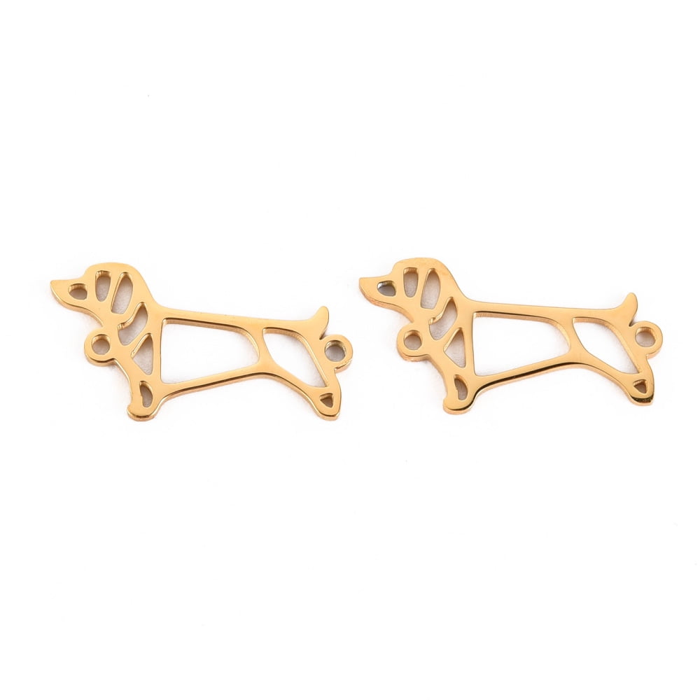 10 pc Hollow 304 Stainless Steel Links Connectors Laser Cut Dog Real ...