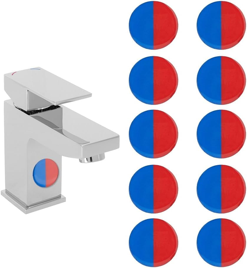 10 pc Hot and Cold Water Stickers 35mm Faucet Tip Label Stickers Waterproof Plastic Labels for ...