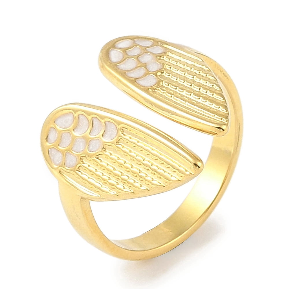 10 pc Ion Plating(IP) 304 Stainless Steel Enamel Wing Cuff Finger Rings ...