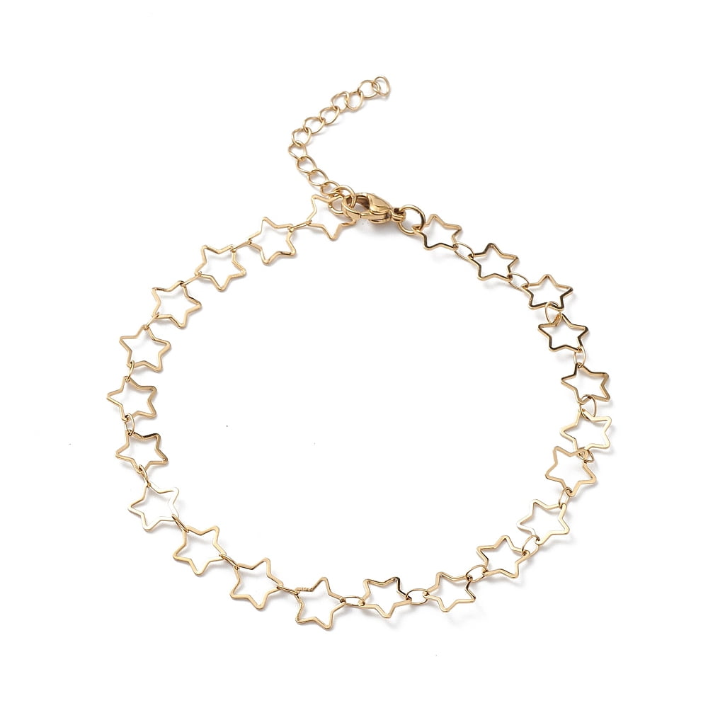 10 pc Ion Plating(IP) 304 Stainless Steel Star Link Chain Anklets for ...