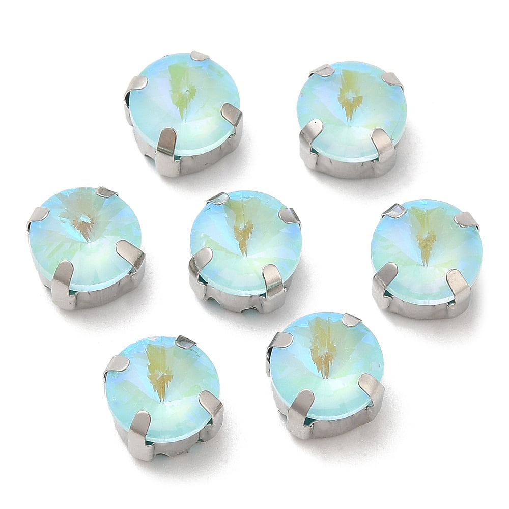 10 pc Mocha Fluorescent(MI) Flat Round Sew on Rhinestone Multi-strand ...