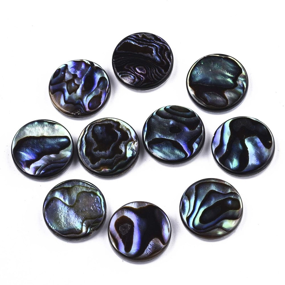 10 pc Natural Abalone Shell/Paua Shell Cabochons with Freshwater Shell ...