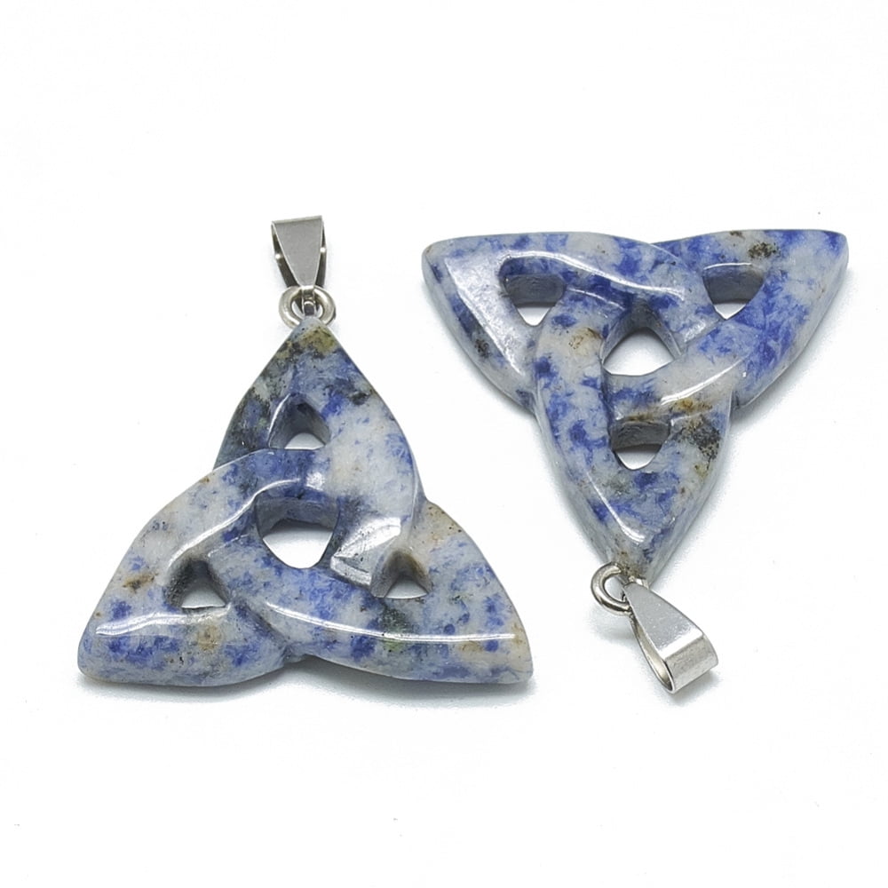 10 pc Natural Blue Spot Jasper Pendants with Stainless Steel Snap On ...