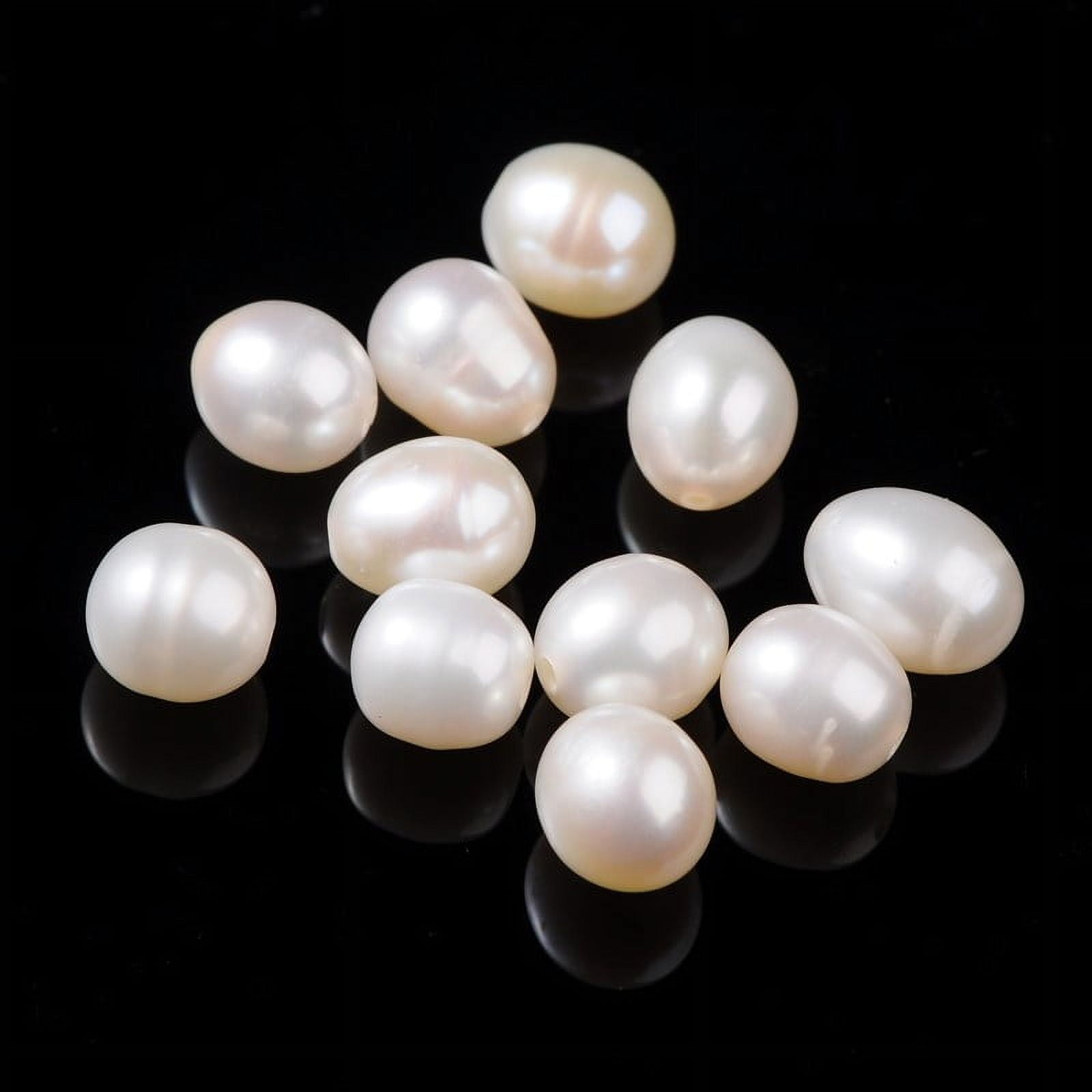 10 pc Natural Cultured Freshwater Pearl Beads Half Drilled Hole Grade ...