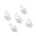 10 pc Natural Cultured Freshwater Pearl Charms with Platinum Brass Ball ...