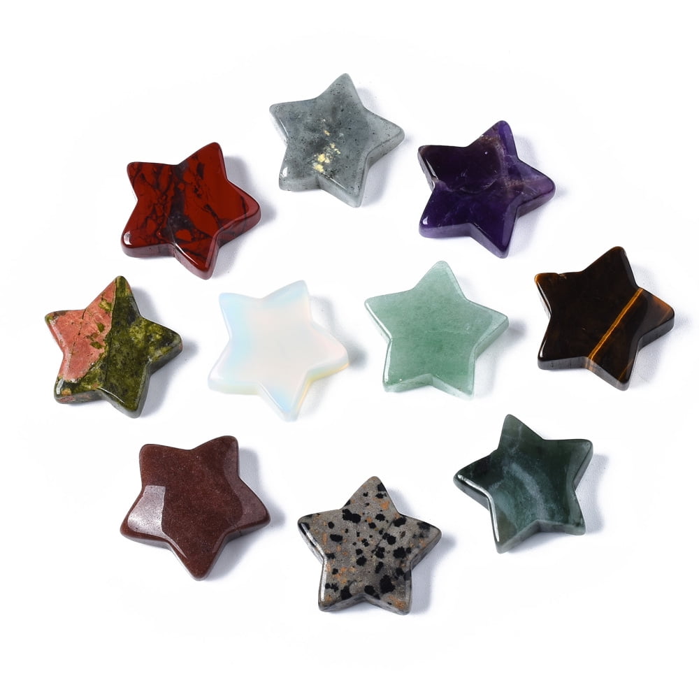 10 pc Natural Mixed Stone Star Shaped Worry Stones Pocket Stone for ...