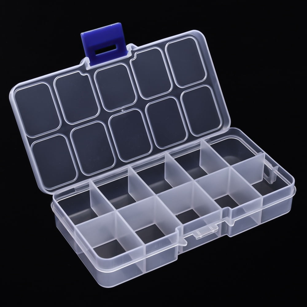 10 pc Plastic Bead Storage Container 10 Compartment Organizer Boxes ...
