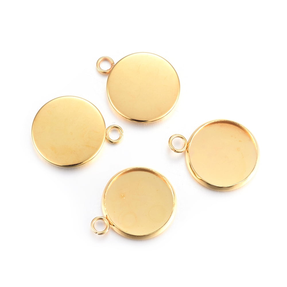 10 pc Rack Plating 304 Stainless Steel Pendant Cabochon Settings Plain ...