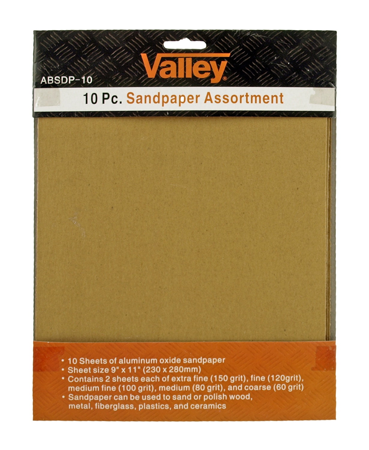 10 pc. Sandpaper Assortment with 150 - 60 Grit Sheets - Valley ...