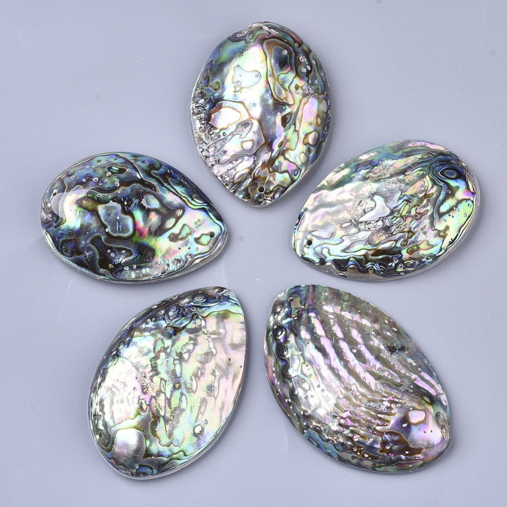 10 pc Single-Sided Natural Abalone Shell/Paua Shell Big Pendants with ...