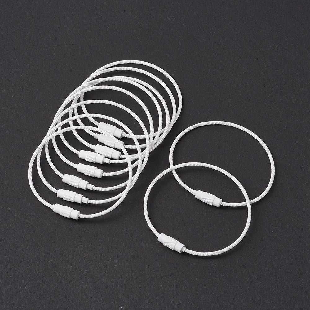 10 pc Spray Painted 201 Stainless Steel Wire Cable Keychains,Hanging ...