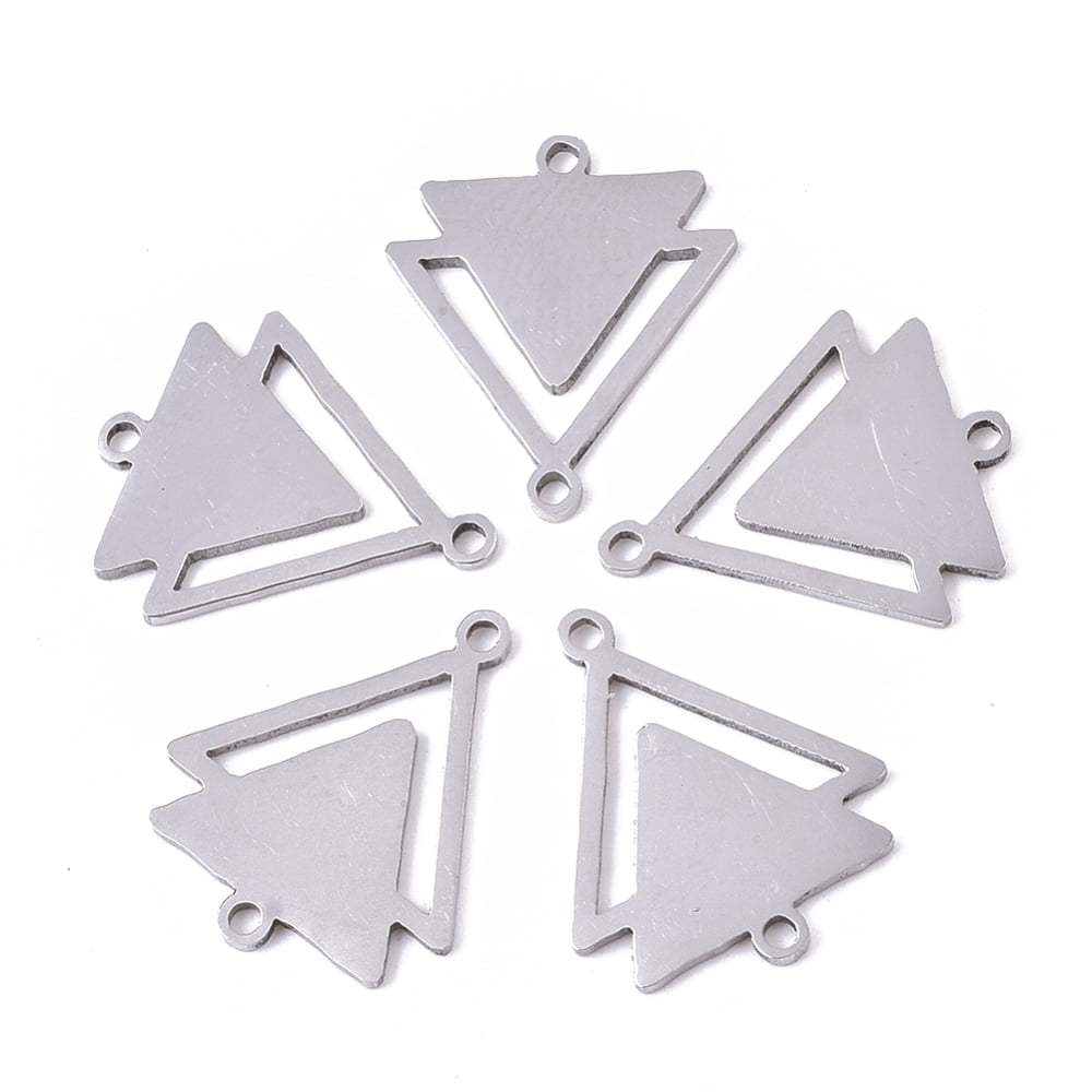 10 pc Tarnish Resistant 201 Stainless Steel Links connectors Laser Cut Links Double Triangle ...