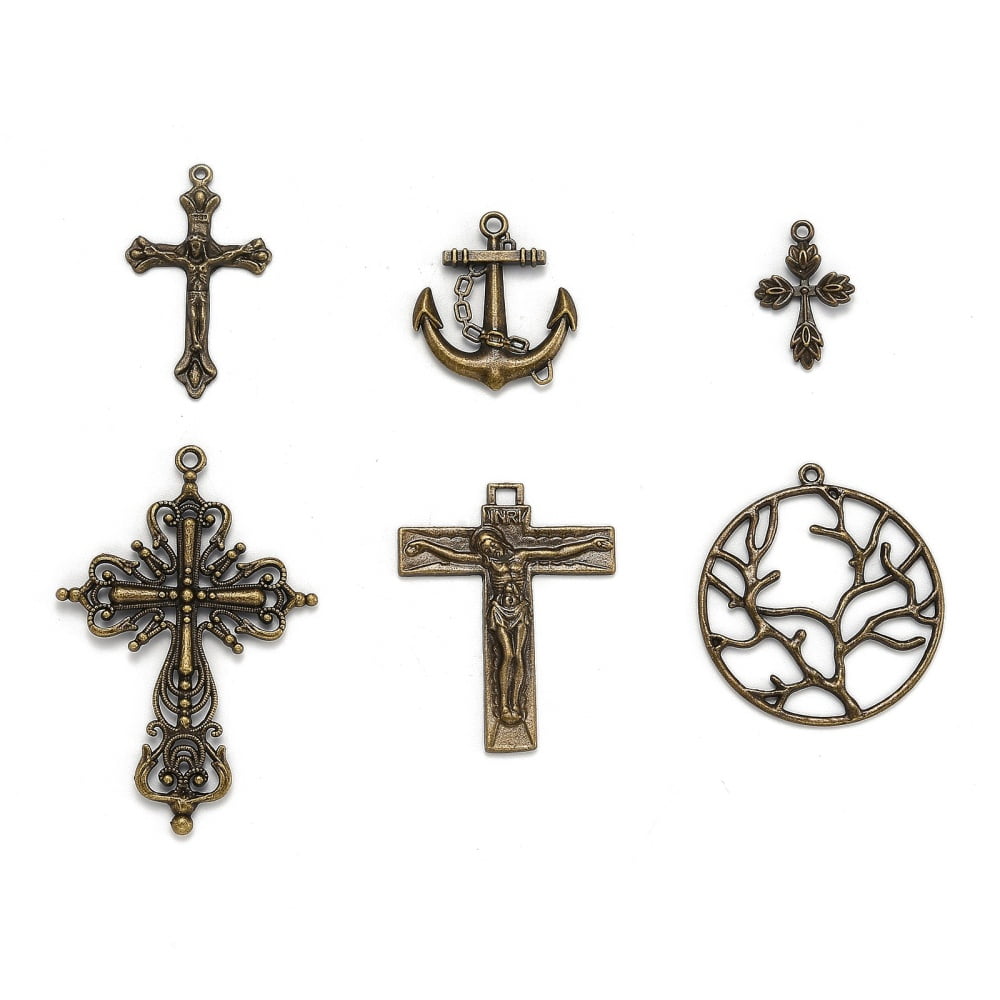 10 pc Tibetan Style Alloy Pendants Mixed Shapes Antique Bronze 31~60x31 ...