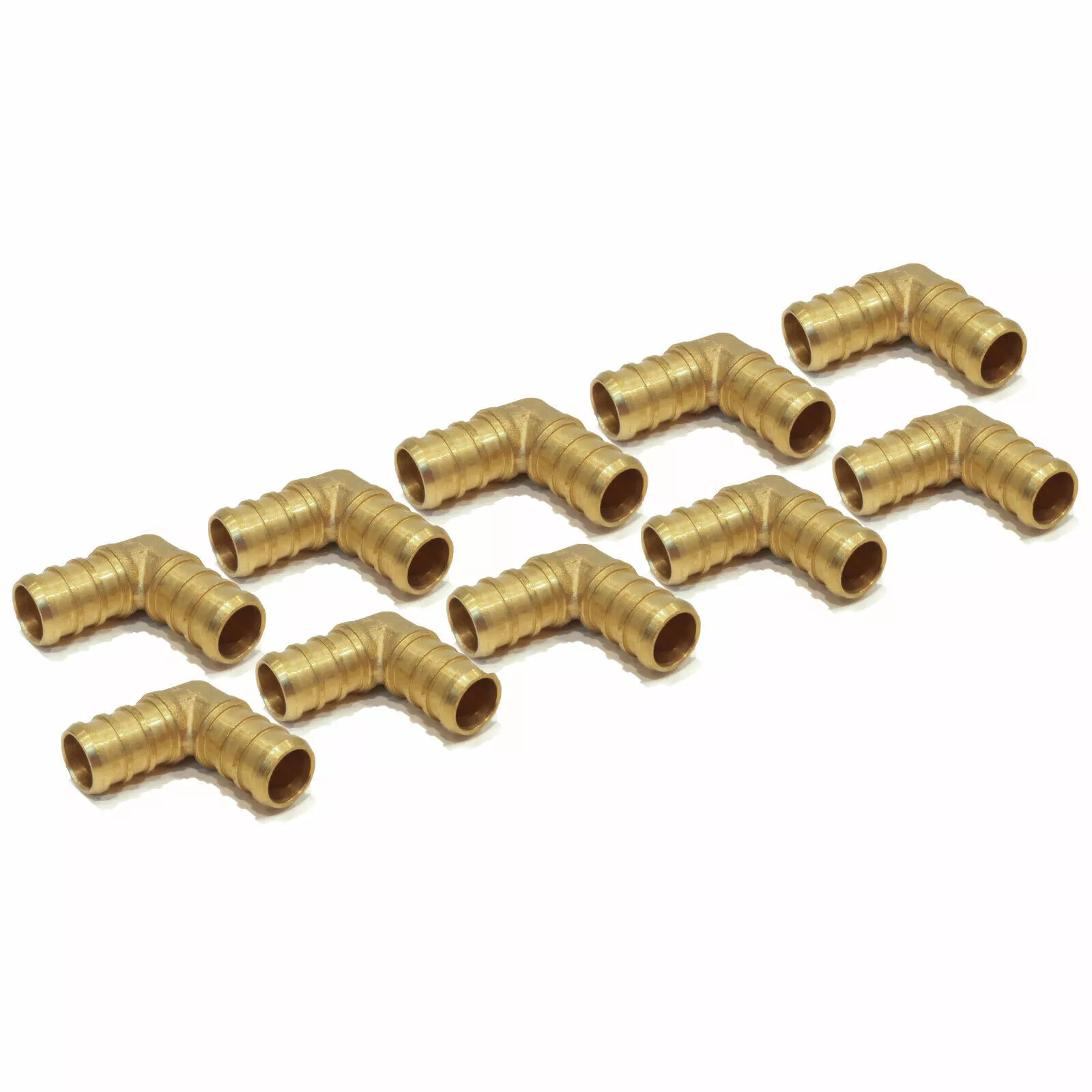 10-pcs 1/2 Inch x 1/2 Inch PEX 90-Degree Brass Elbow Fittings, Lead-Free Barbed Couplers for ...