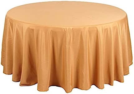 10 pcs 120 inch Gold Round Tablecloths Fabric Table Cover Linens | 120 ...