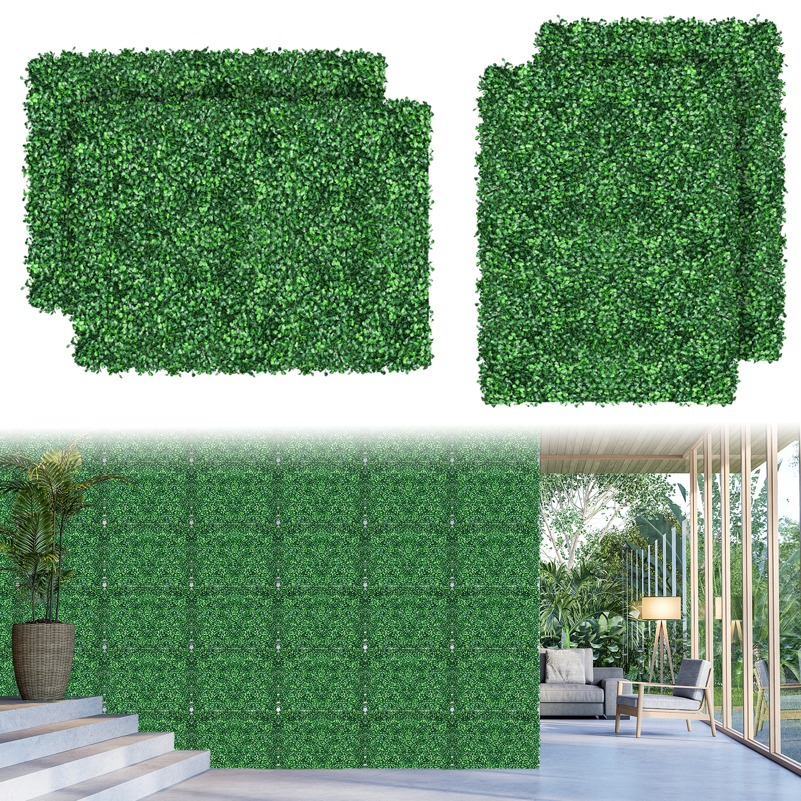 10 pcs 4 tier artificial milano leaves privacy fence screen, hedge ...