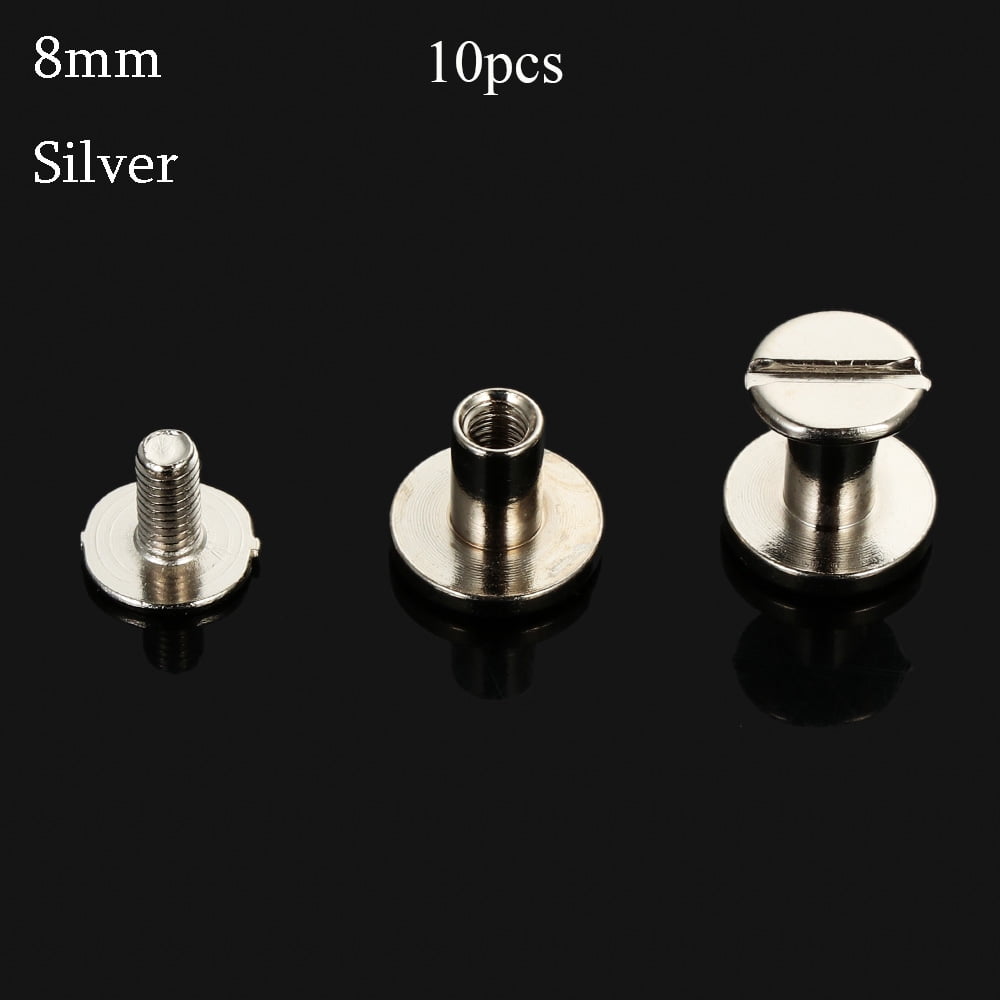 10 pcs 5/6.5/8mm Bookkeeping Cloth Button Brass Nail Strap Rivets Screw ...