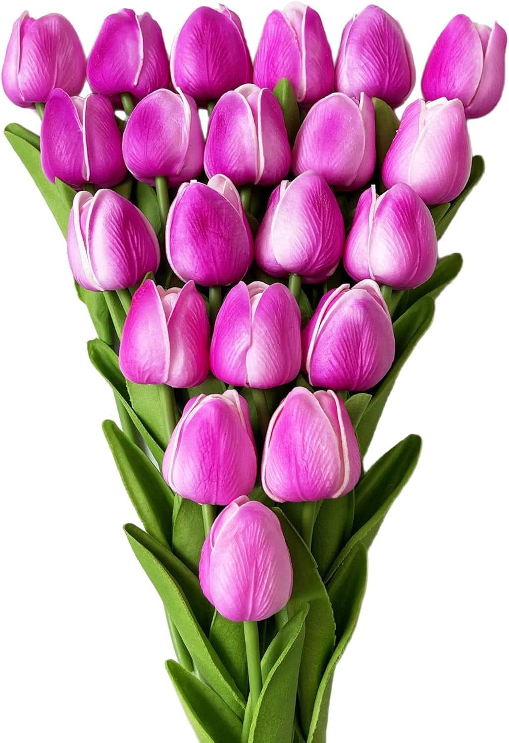 10 pcs Artificial Pink Tulip Flowers Faux Tulips with Stems PU Real ...