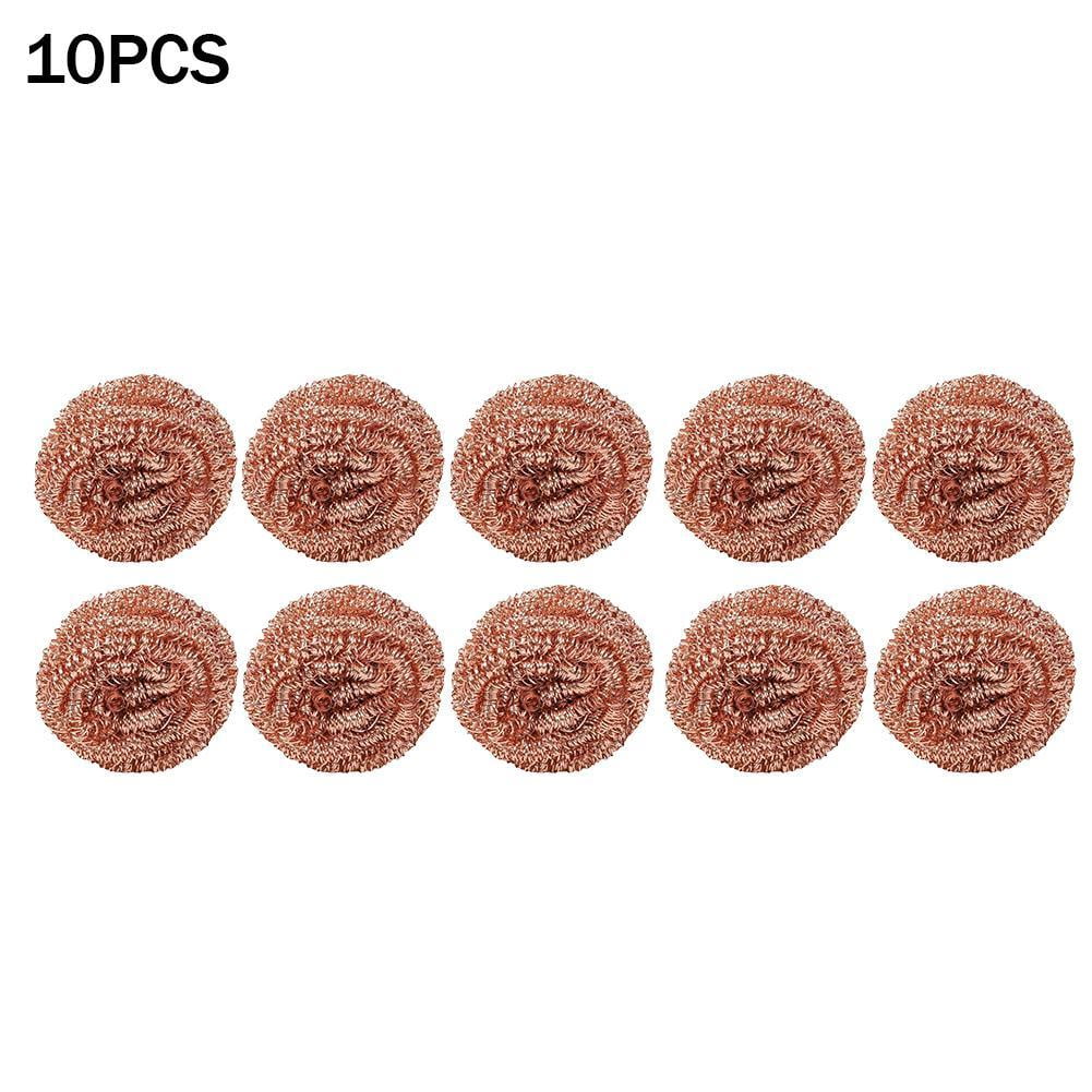 10-pcs Copper Steel Wool Scourer Pads, 6cm Diameter Metal Scourers for ...