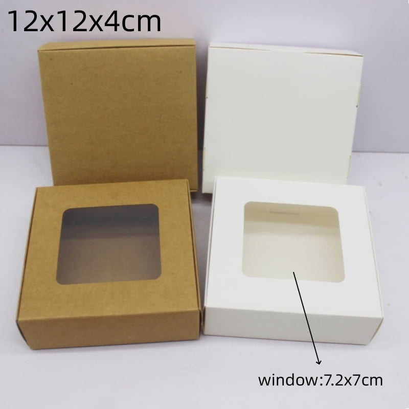 10 pcs DIY gift packaging with window white/kraft paper big size ...
