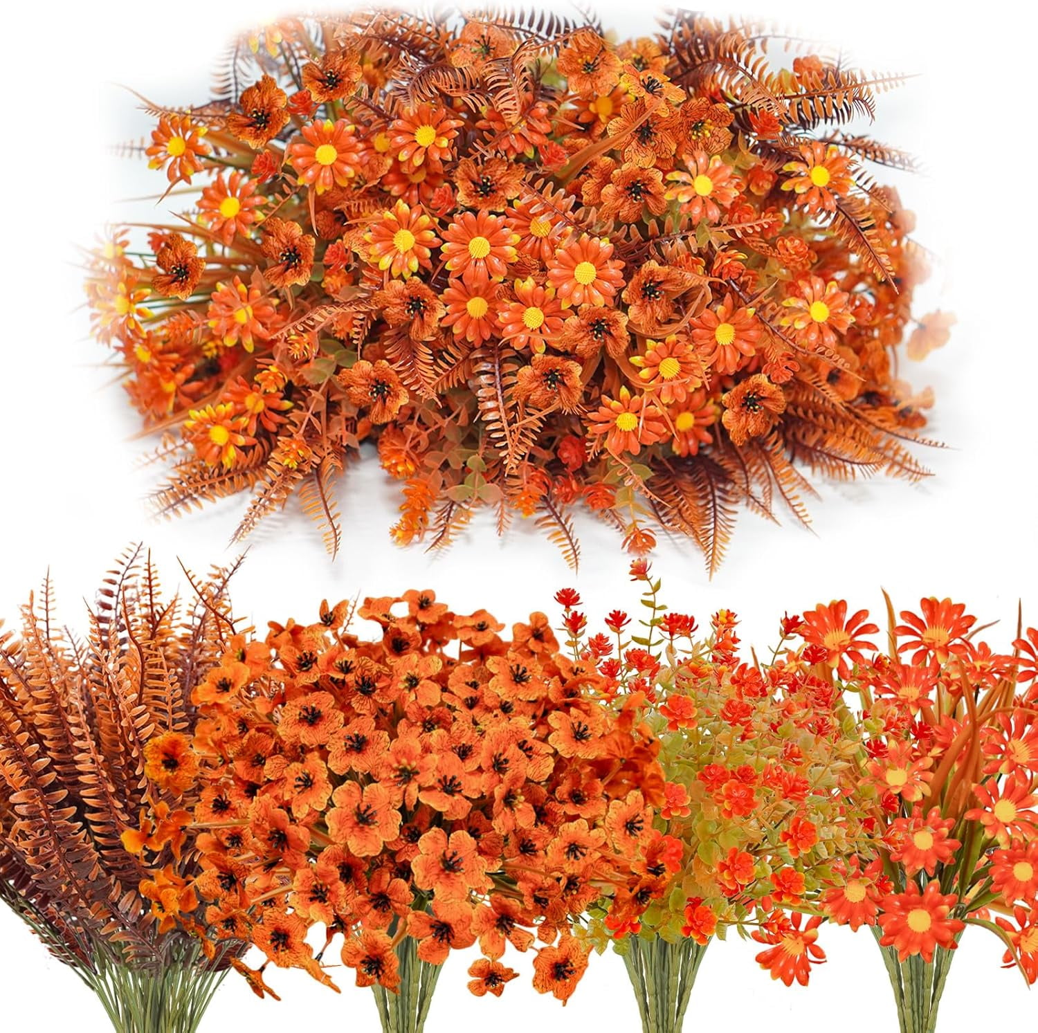 10 pcs Fake Fall Flowers Outdoor Fall Artificial Flower Arrangements ...
