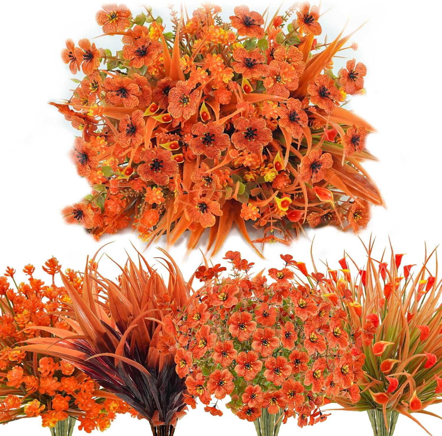 10 pcs Fake Fall Flowers Outdoor Fall Artificial Flower Arrangements ...