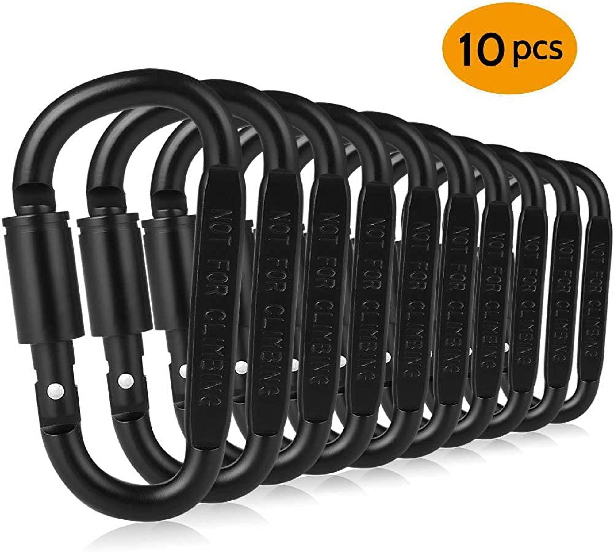 10 pcs Locking Carabiner Aluminum D Ring Key Rings Hiking Clips for ...