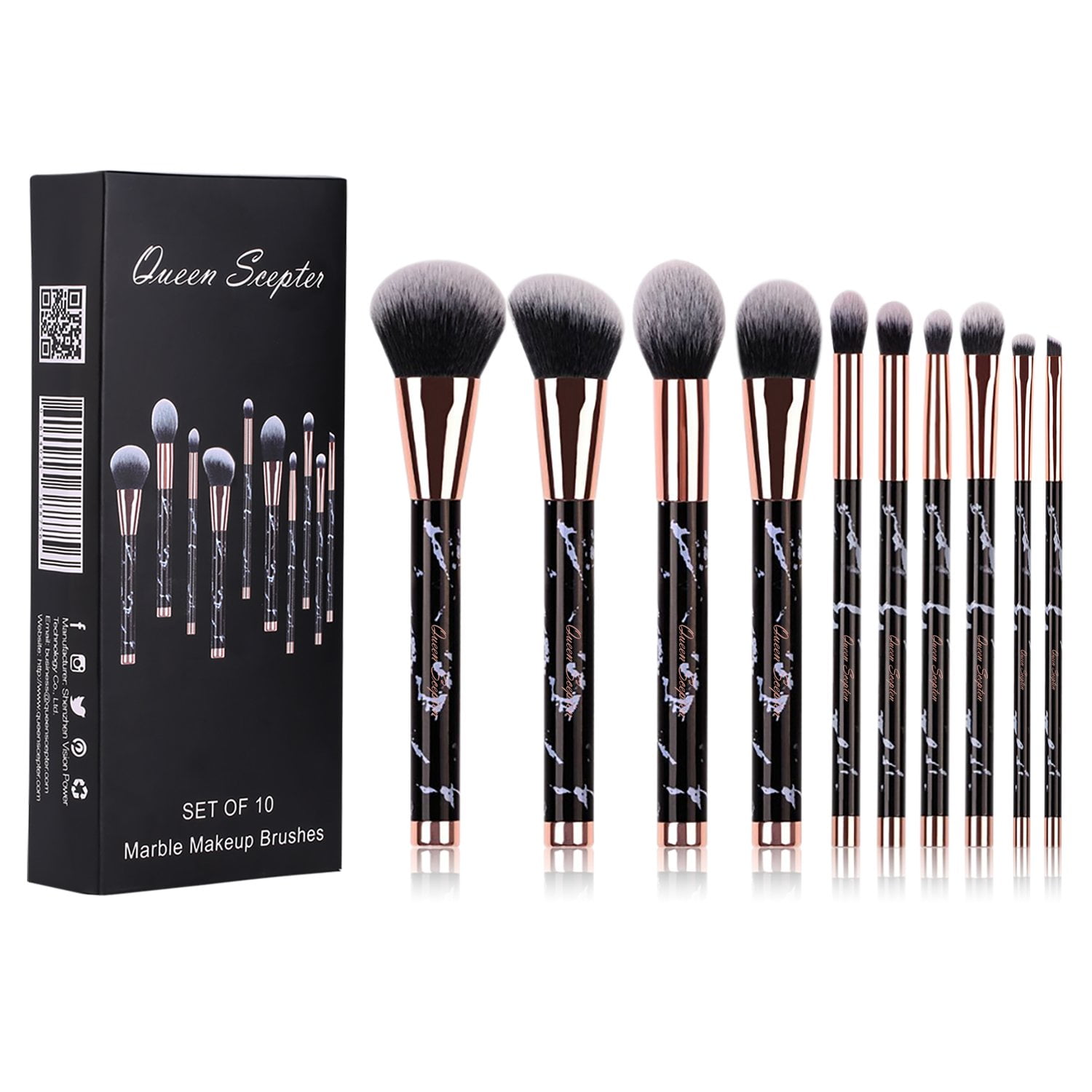 10 pcs Makeup Brushes STF9 Sets Marble Eyeshadow Professional Makeup ...