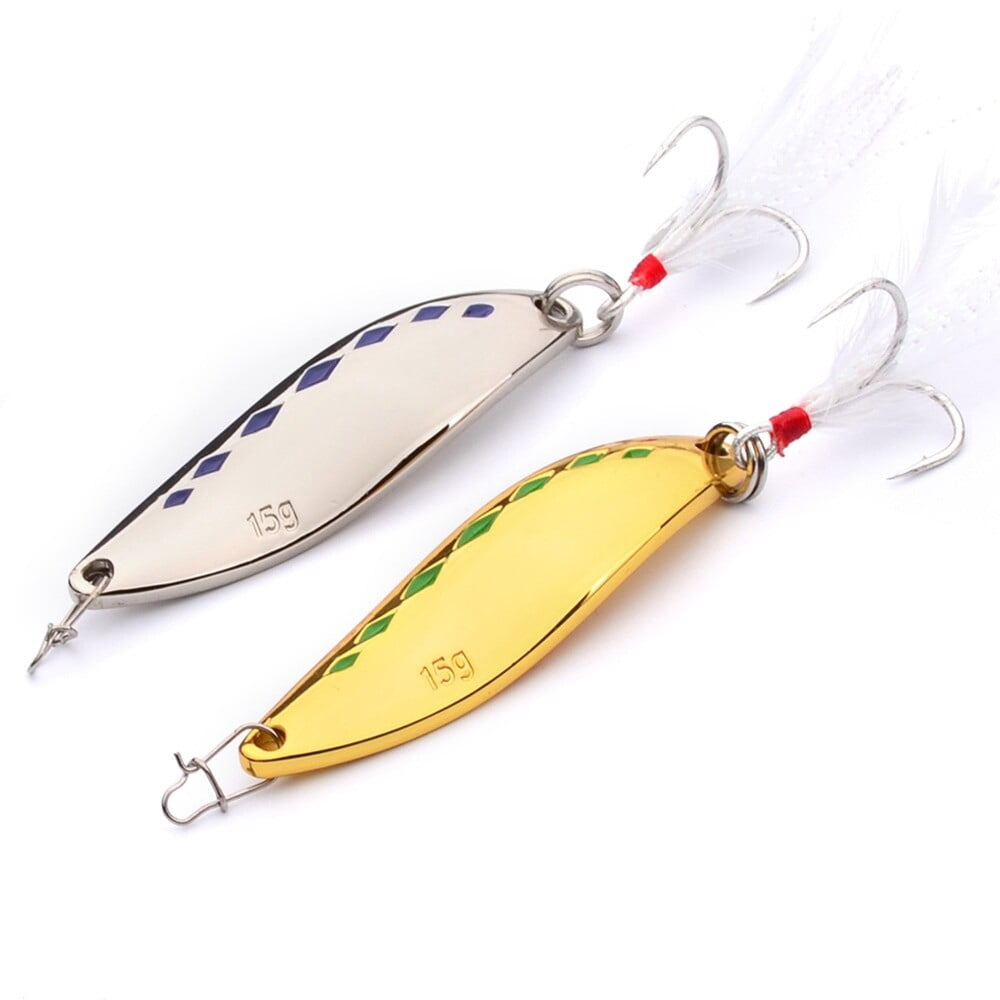 10 pcs Metal Fishing Spinner Spoon Bait Crankbait Lure Bass Tackle Hook ...