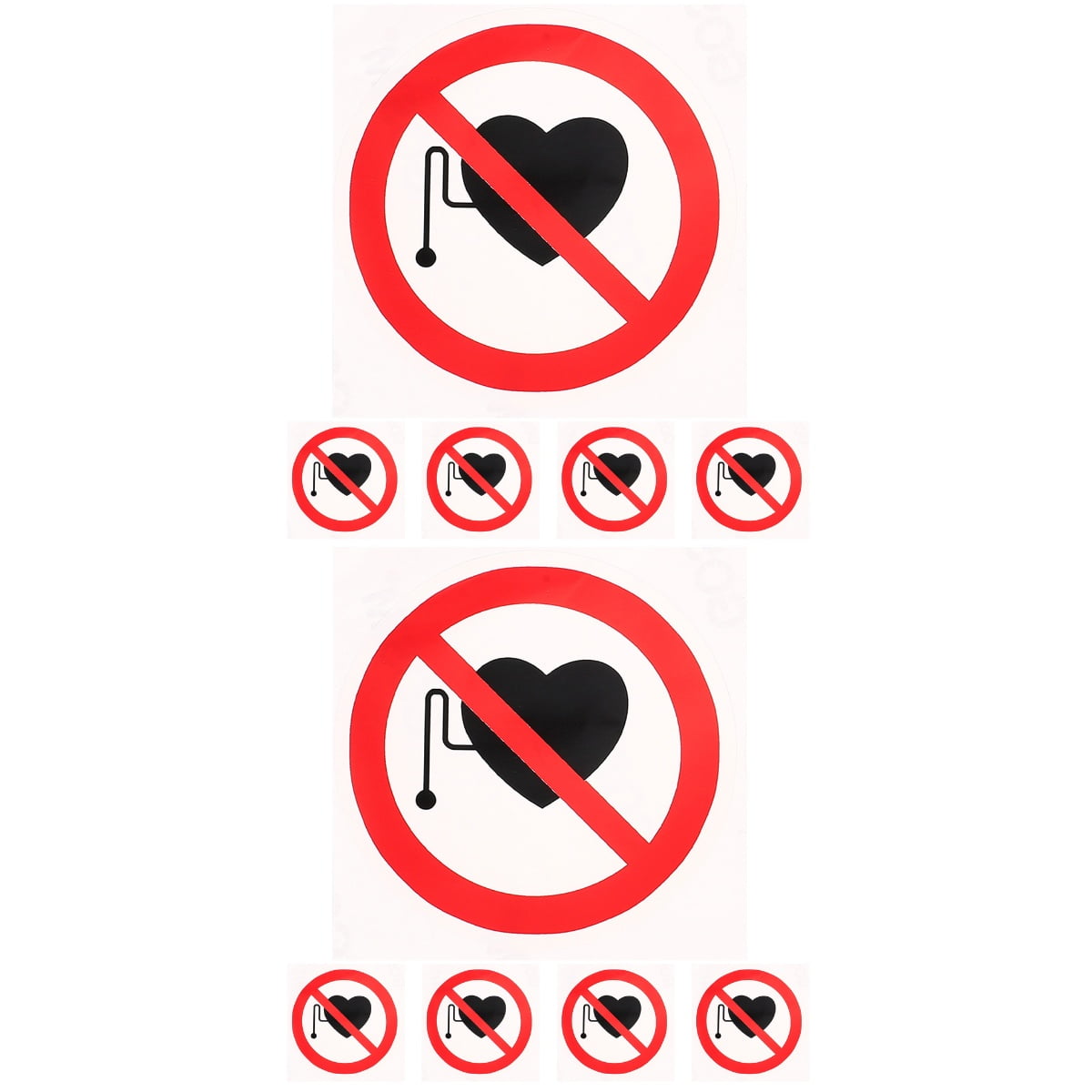 10 pcs No Pacemaker Label Stickers No Pacemaker Warning Signs Peel Stick Round Vinyl Decals ...