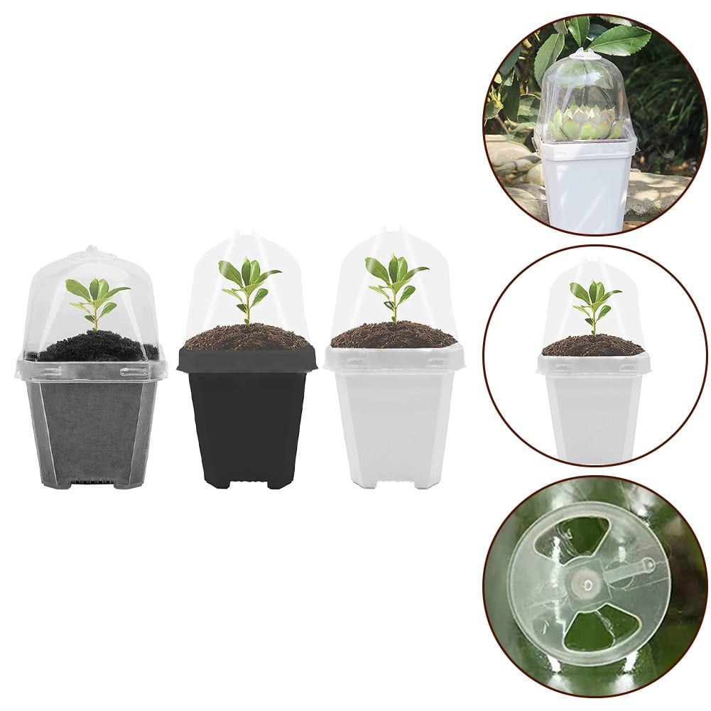 10 pcs Plant Nursery Pots With Humidity Dome Small Plastic Square ...