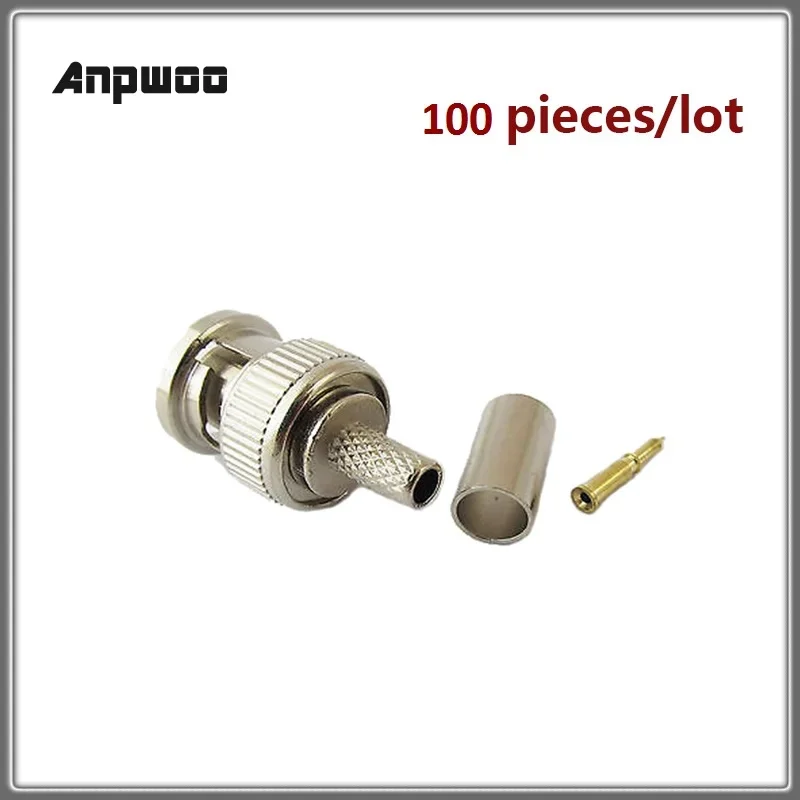 10 pcs RG58 BNC Male Plug Crimp Connectors for CCTV Camera Connect ...