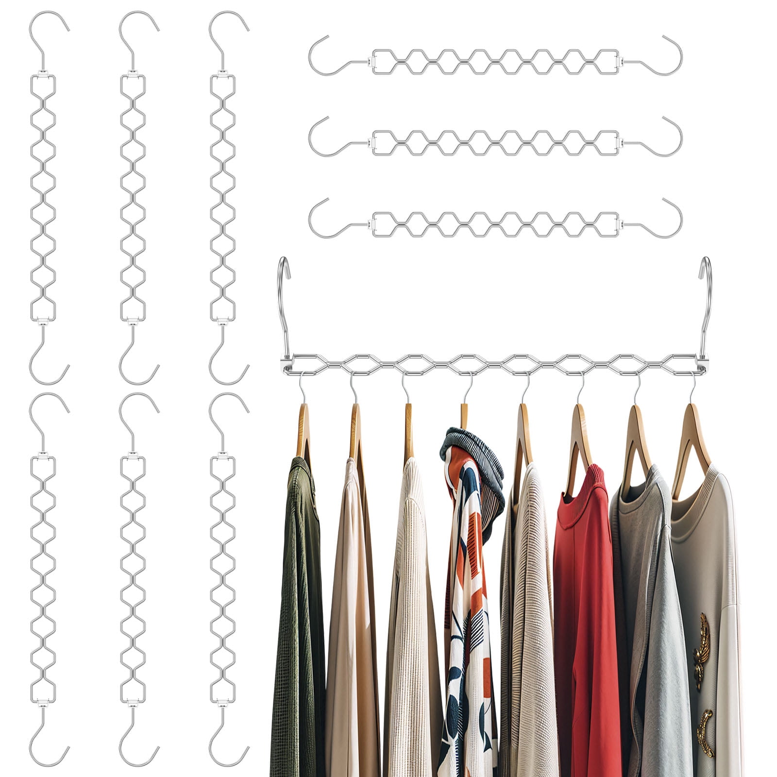 10 pcs Space Saving Hangers for Clothes Black, Carbon Steel Multi ...