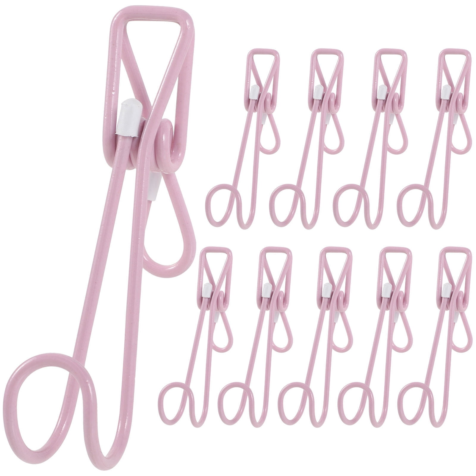 10 Pieces Pink Stainless Steel Clip Hooks for Home Use Long Tail ...