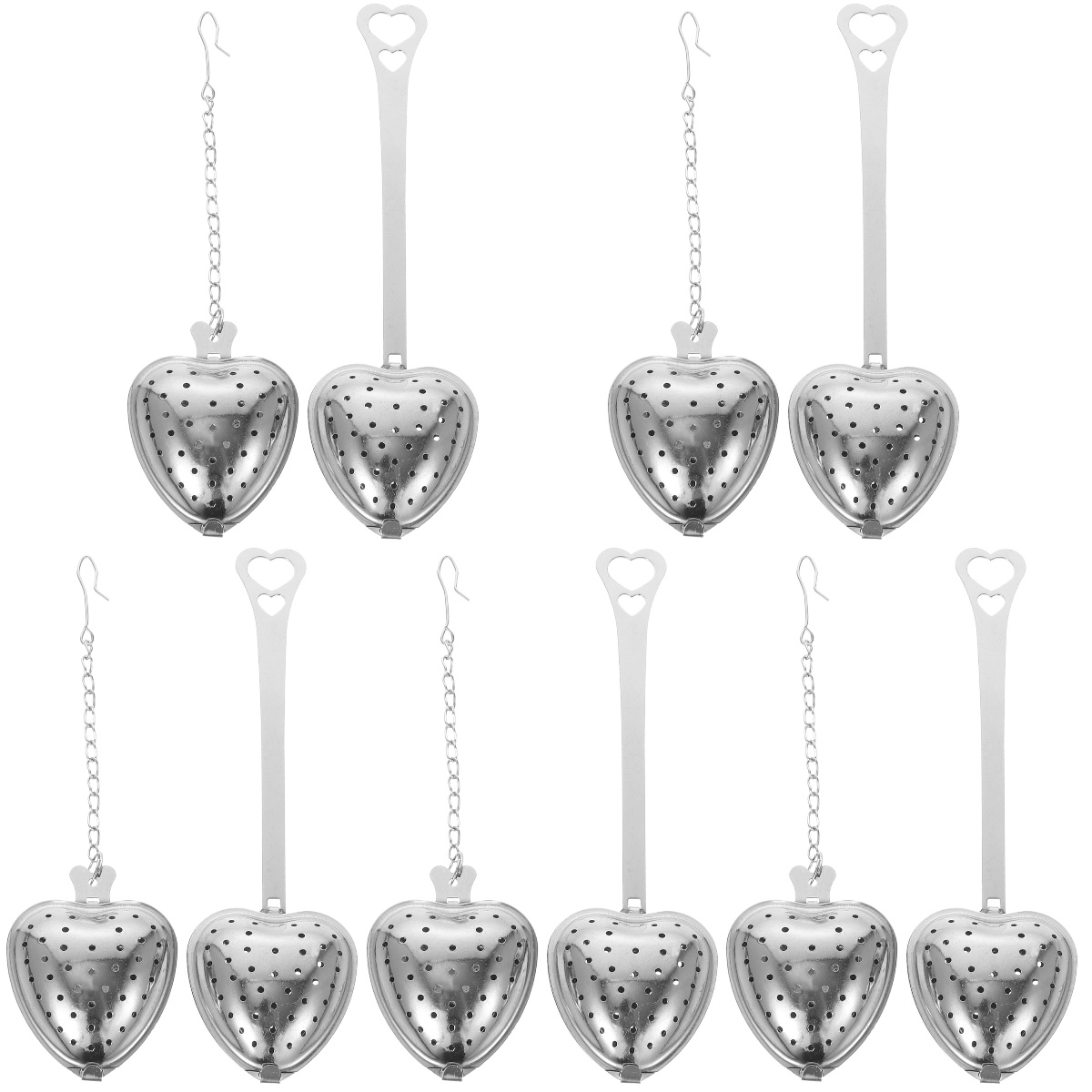 10 pcs Stainless Steel Tea Ball Heart-shaped Tea Infuser Tea Strainer ...