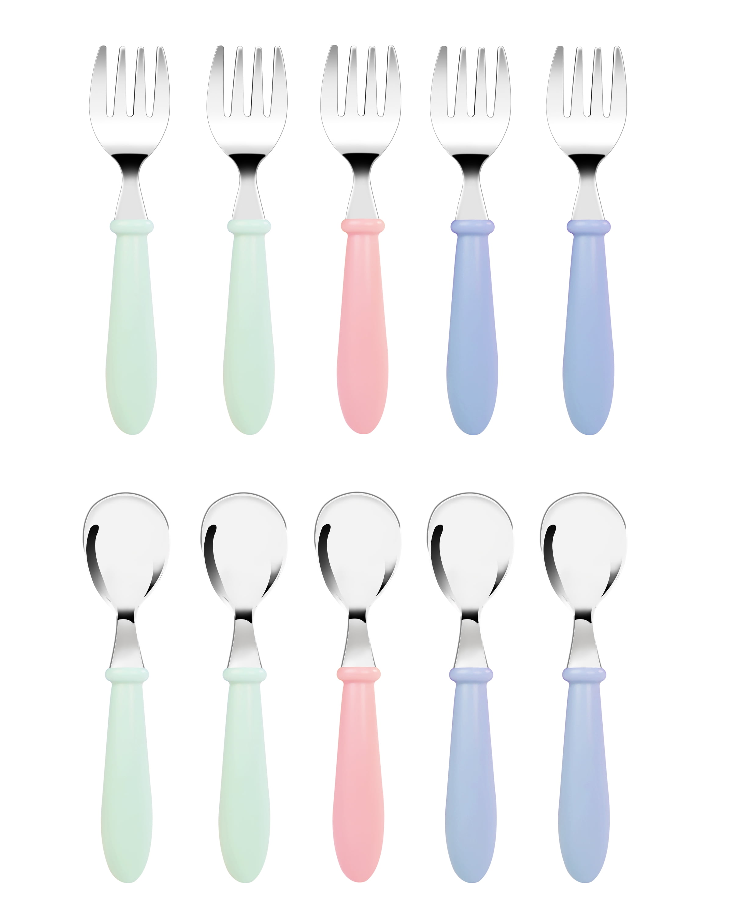 DUALFERV 10 Pcs Toddler Flatware, Stainless Steel Forks and Spoons ...