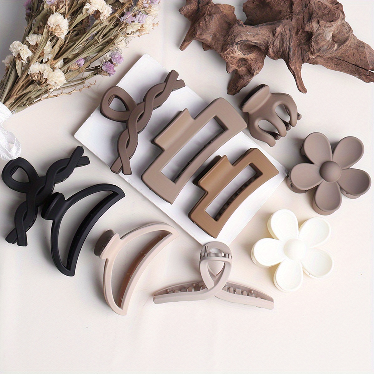 10 pcs Trendy Solid Color Frosted Hair Claw Clips Hollow Out ...