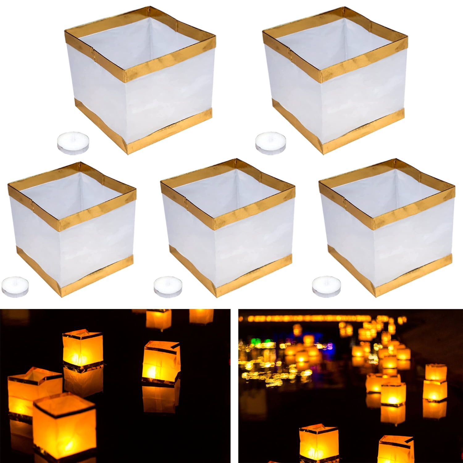 10 pcs Water Floating Candle Lanterns Outdoor Water Lantern for Praying ...