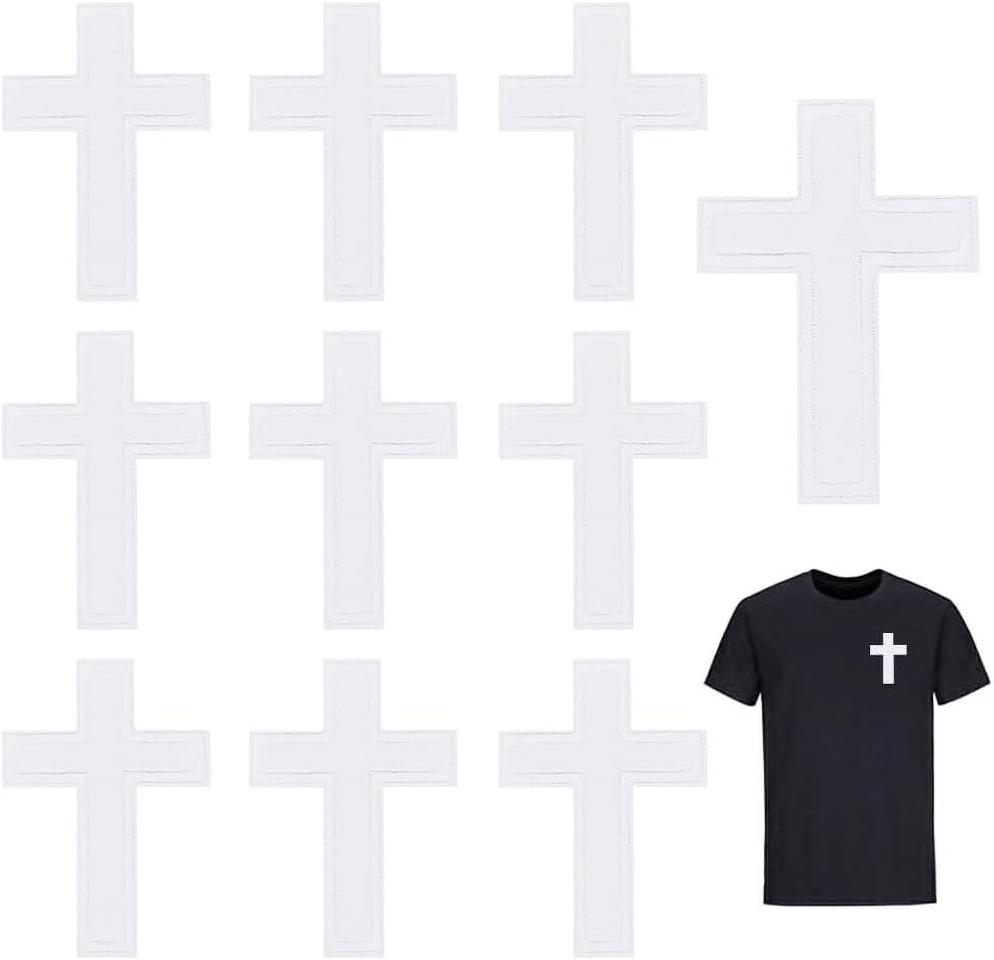 10 pcs White Cross Shape Embroidery Iron on/Sew on Applique Patches ...