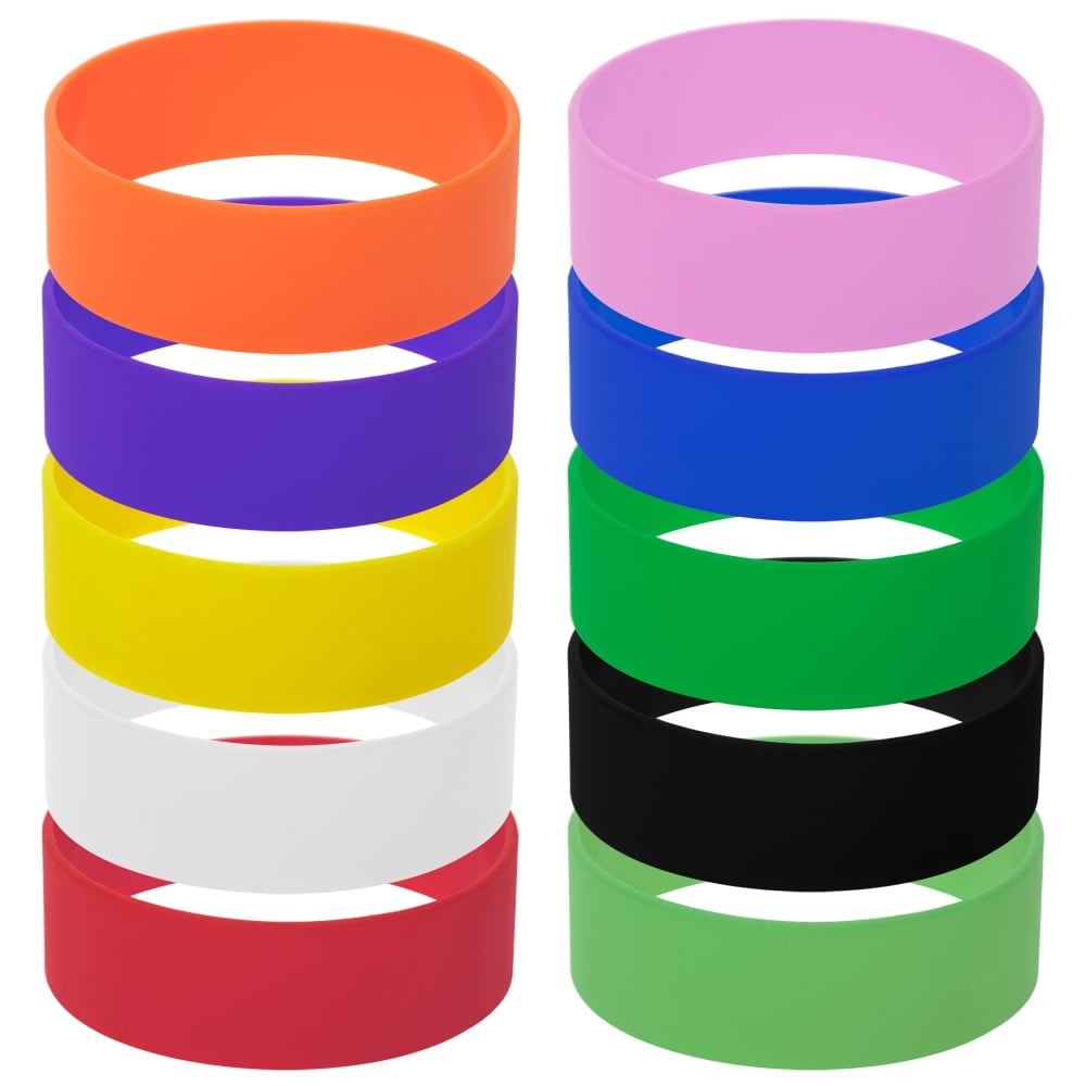 10 pcs wide silicone wristbands, rubber bracelets, party favors mixed ...