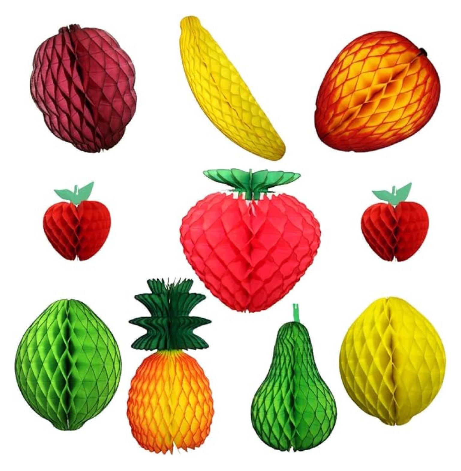 10-piece Assorted Large Honeycomb Tissue Paper Fruit Decorations ...