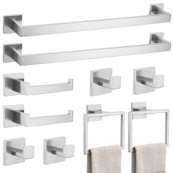 10-piece Bathroom Hardware Accessories Set-brushed Nickel Towel Bar ...