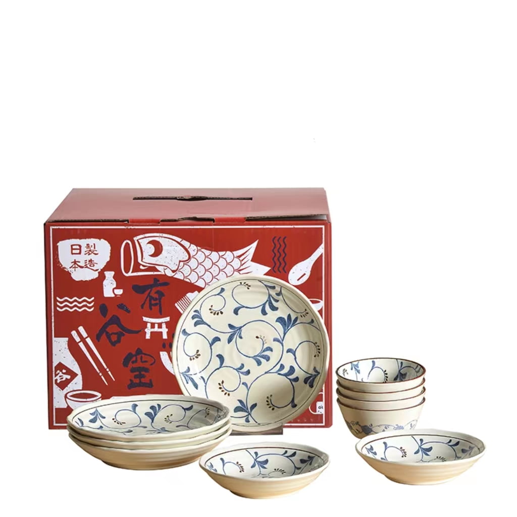 10 piece Japanese ceramic dinnerware set-blue dyed series - Walmart.com