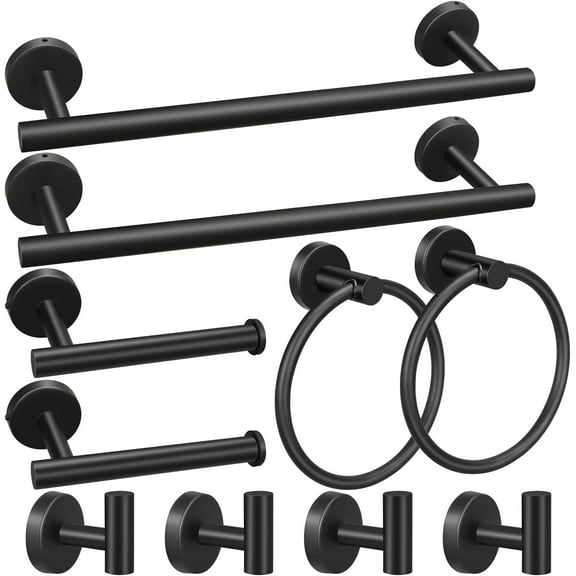 Bruxie 3-Piece Bathroom Hardware Set with Towel Bar, Towel Ring, and ...