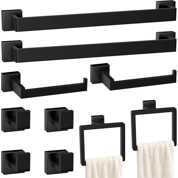 10-piece matte black bathroom accessory set, stainless steel bathroom ...