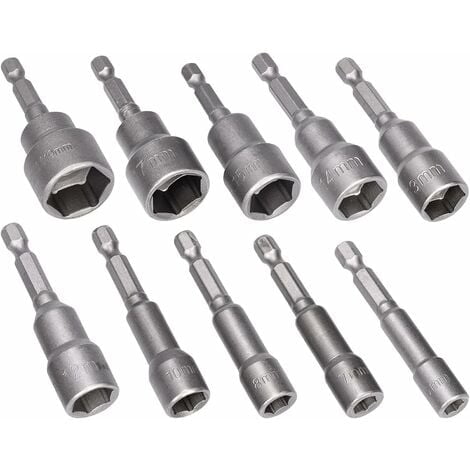 10 piece set of magnetic screwdriver socket 6mm-19mm adapter hexagonal ...