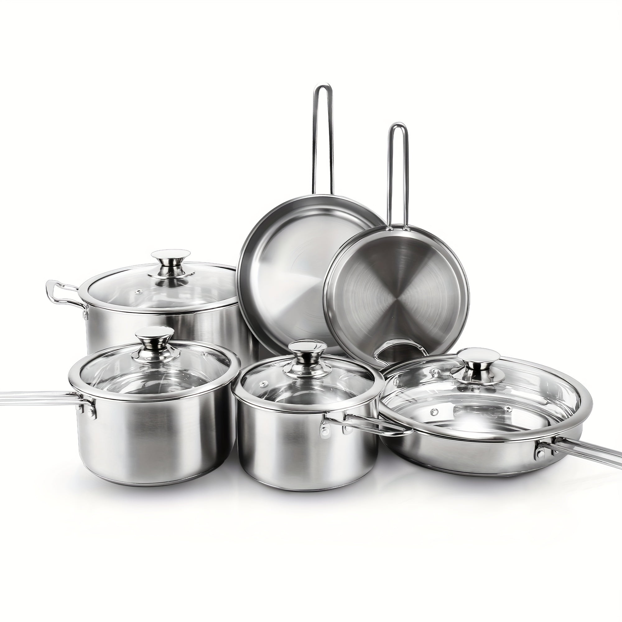 10-piece stainless steel cookware set, kitchen cooking utensils set ...