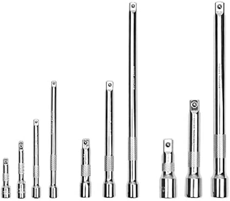 10 piece wobble extension extender bar set 1/4" 3/8" and 1/2" drive cr ...