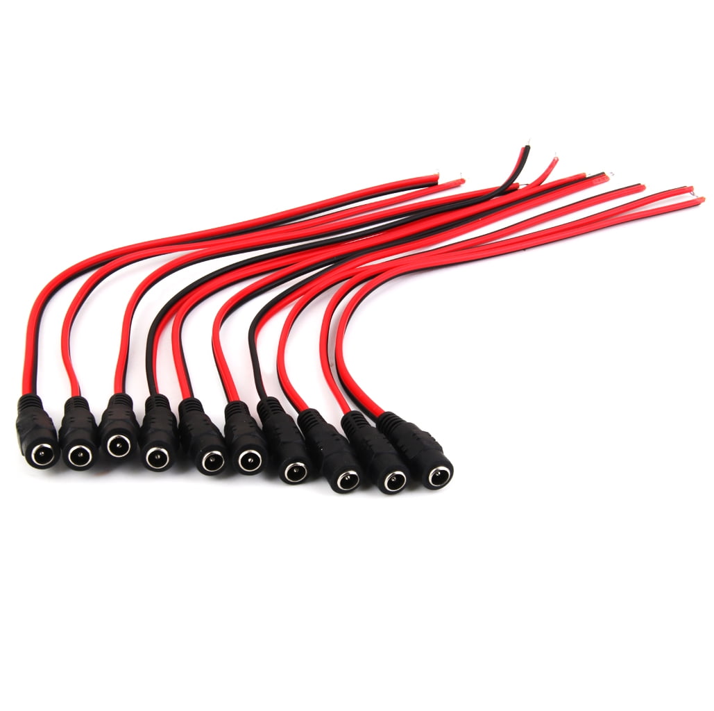 10 pieces 12v Dc Power Female 5.5 X 2.1mm Plug Cable Wire Connector ...